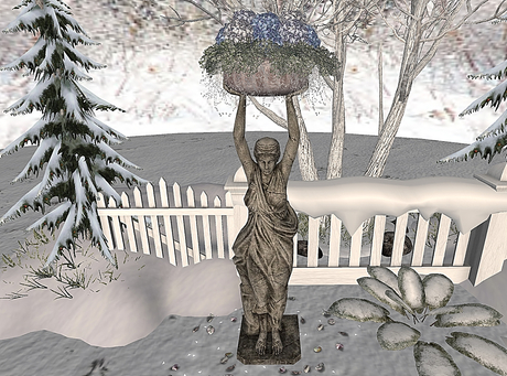 Second Life Marketplace - CJ Secret Garden Statue Winter Hydrangea blue