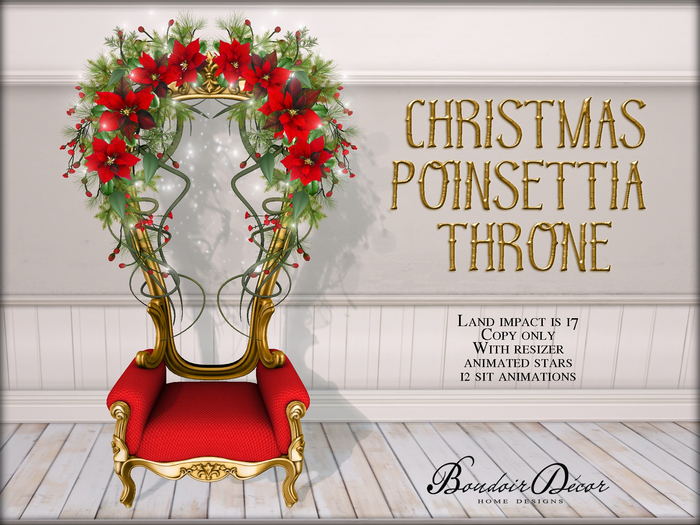 Second Life Marketplace - Boudoir-Christmas Poinsettia Throne