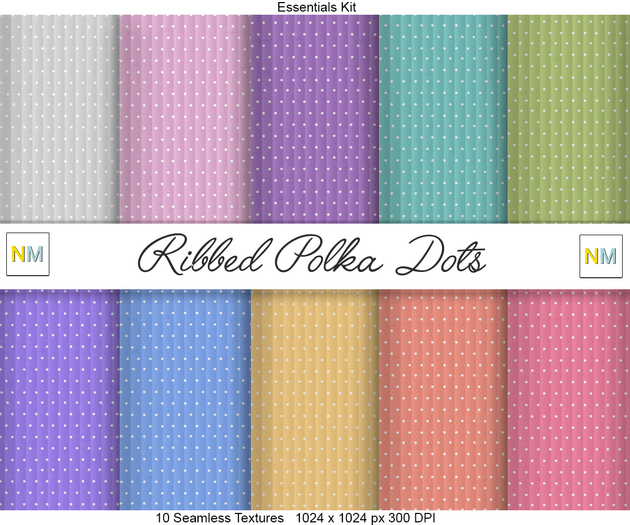 Second Life Marketplace - Ribbed Polka Dots Essentials Kit 10 Seamless ...