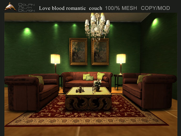 Second Life Marketplace - [Dolphin Design]love blood romantic couch ...
