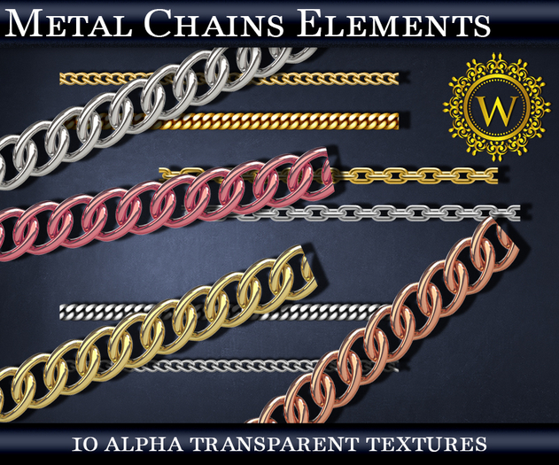 Second Life Marketplace - Metal Chains 10 Transparent Alpha Textures ...