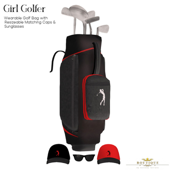 Second Life Marketplace - Girl Golfer - RED Wearable Golf Bag and ...