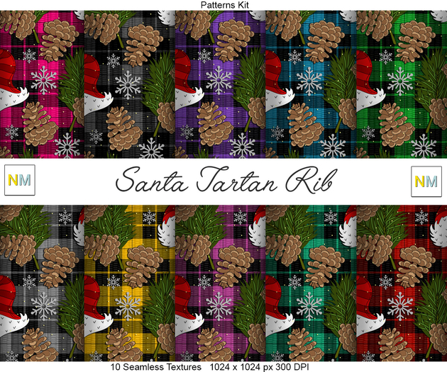 Second Life Marketplace - Santa Tartan Rib Patterns Kit 10 Seamless ...