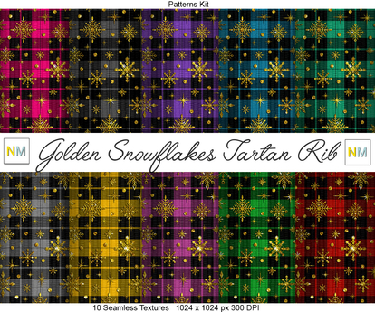 Second Life Marketplace - Golden Snowflakes Tartan Patterns Kit 10 ...