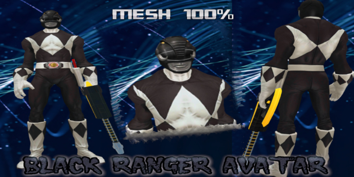 Second Life Marketplace - POWER RANGER BLACK AVATAR LEGACY MESH