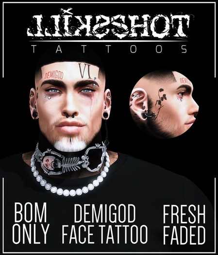 Second Life Marketplace - SkillShot Tattoos - DemiGod Face Tattoo (BOM ...