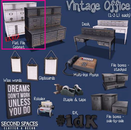 Second Life Marketplace - Second Spaces - Vintage Office - flat file ...