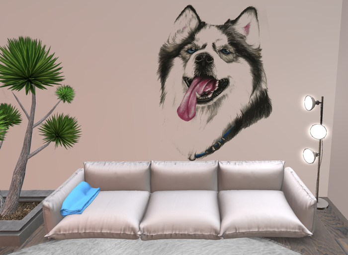 Second Life Marketplace - Husky dog wall sticker / decal / mural