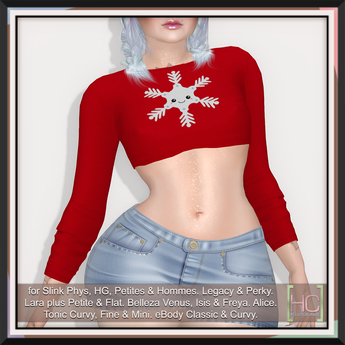 Second Life Marketplace - [HC] Angie Snowflake Cropped Xmas Tee for ...