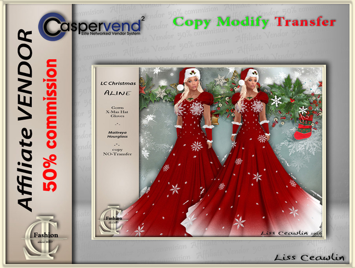 Second Life Marketplace - LC Affiliate Vendor [Christmas] - Aline Gown ...