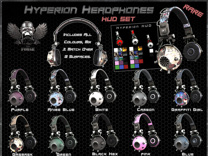 Second Life Marketplace - [The Forge] Hyperion Headphones, Graffiti Art.