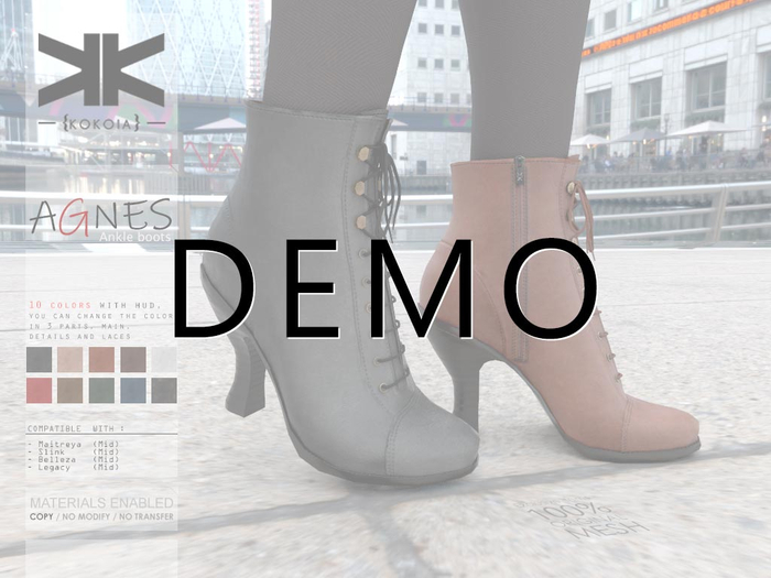 Second Life Marketplace - Demo :: Agnes :: Ankle Boots :: 10 Colors ...