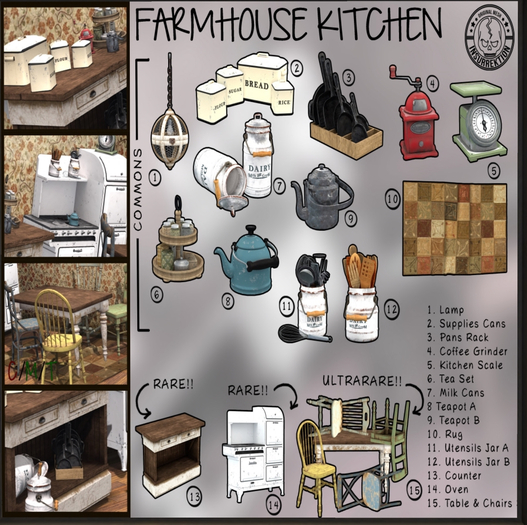 Second Life Marketplace - [IK] Farmhouse Kitchen Gacha Set (REBOXED)