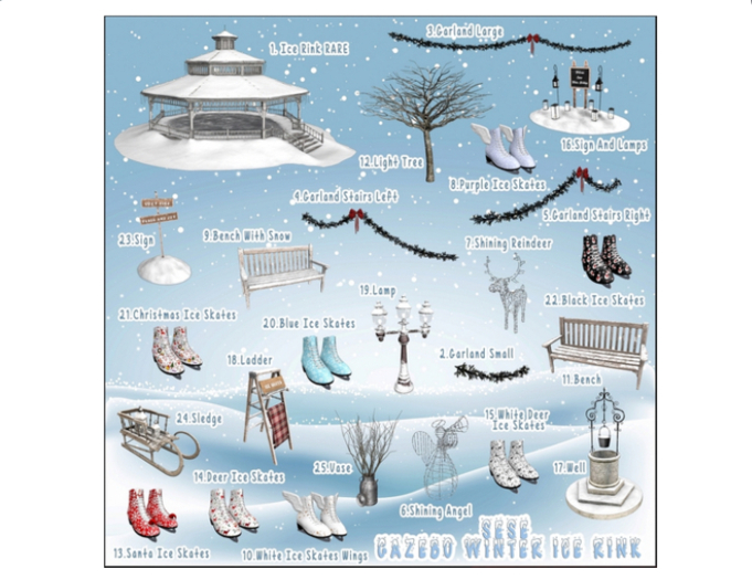 Second Life Marketplace - 4.Sese - Gazebo Winter Ice Rink - Garland ...