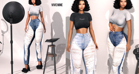 Second Life Marketplace - .: vive nine :. Dangerously Fringey Jeans - DEMO
