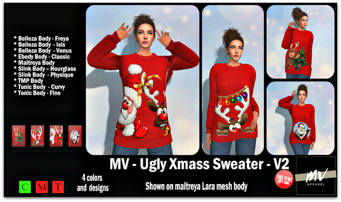 Second Life Marketplace - MV - Ugly Xmas Sweater Female - V2 (wear to ...