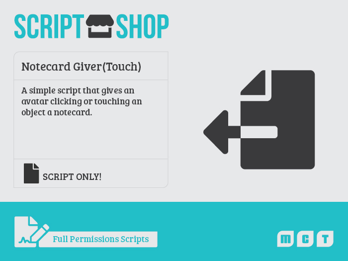 Second Life Marketplace - Notecard Giver (Touch) - Full Permissions