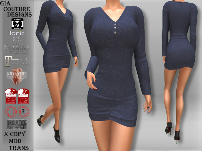 Second Life Marketplace - "GCD" Lourdes Twill Dresses Slate