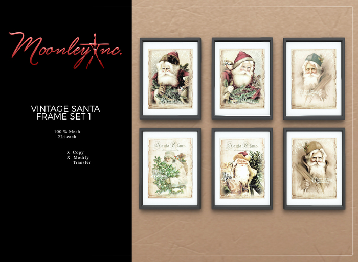 Second Life Marketplace - Moonley Inc. - Vintage Santa Frame Set 1