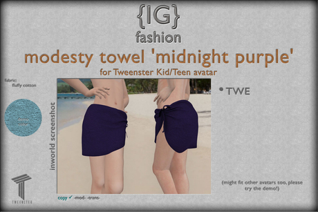 Second Life Marketplace - {IG} fashion modesty towel-midnight_purple ...