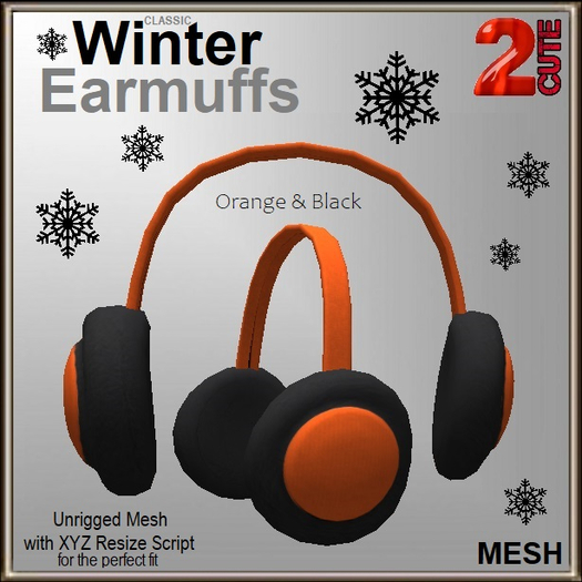 Second Life Marketplace - Classic Winter Earmuffs - Orange Black