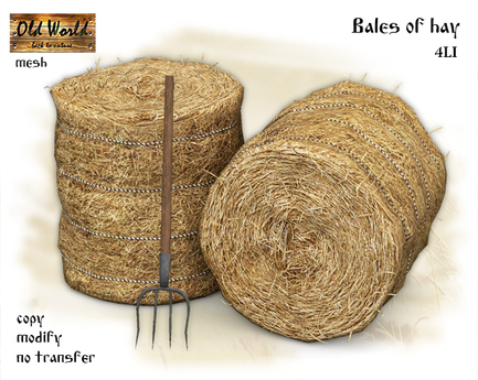 Second Life Marketplace - Bales of hay - Old World - Rustic / Medieval