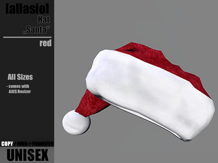Second Life Marketplace - [allasio] Santa Hat [WearMe]