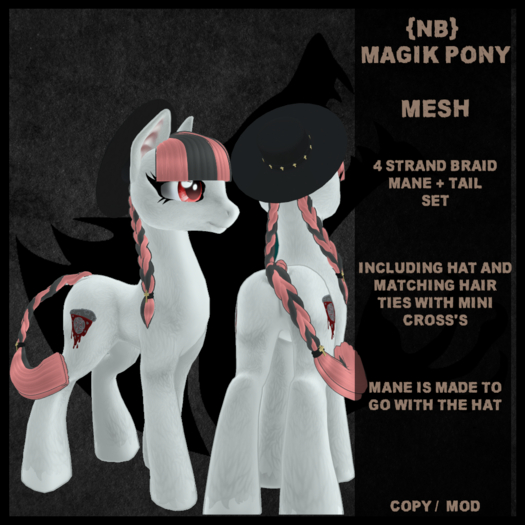 Second Life Marketplace - Magik - Goth Braided Mane&Tail - LARGE ...