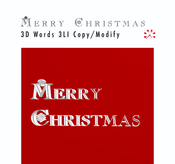 Second Life Marketplace - Merry Christmas Mesh Word Sign
