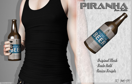 Second Life Marketplace - PIRANHA - Beer Bottle (BENTO)