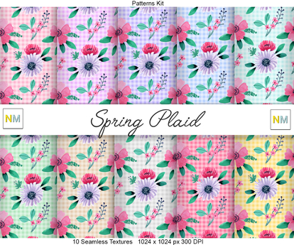 Second Life Marketplace - Spring Plaid Patterns Kit 10 Seamless Textures NM