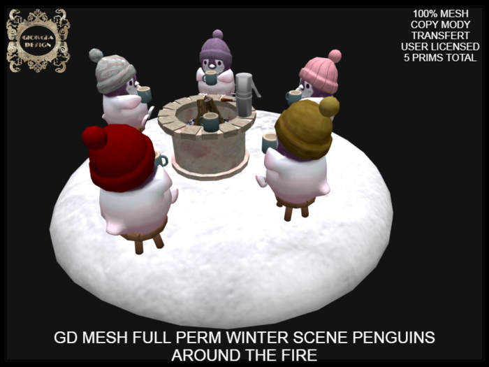 Second Life Marketplace - GD MESH FULL PERM WINTER SCENE PENGUINS ...