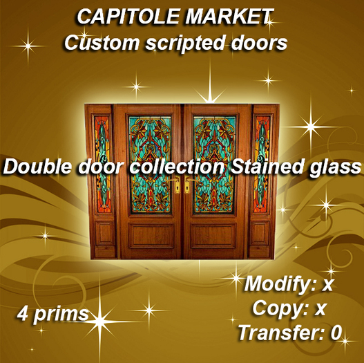 Second Life Marketplace - CAPITOLE MARKET - DOUBLE STAINED GLASS DOOR 8 ...