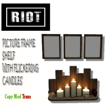 Second Life Marketplace - RIOT SHELF WITH PICTURE FRAMES (BOXED)