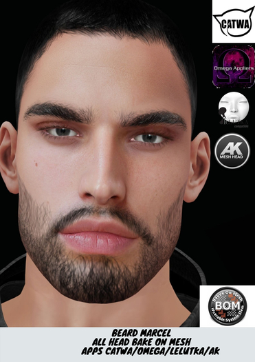 Second Life Marketplace - !O.S! beard Marcel BOM/Omega/AK/ Lelutka/Catwa