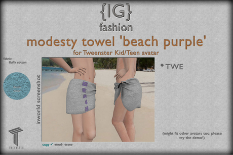 Second Life Marketplace - {IG} fashion modesty towel-beach_purple-TWE ...