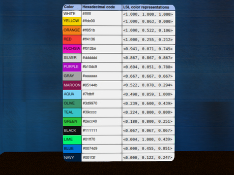 Second Life Marketplace - LSL Colors