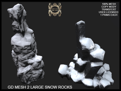 Second Life Marketplace - GD MESH 2 LARGE SNOW ROCKS