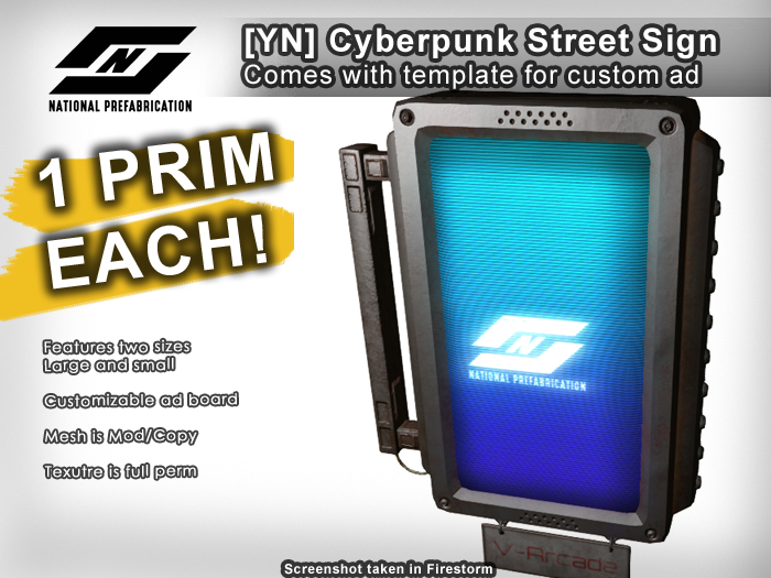 Second Life Marketplace - ![YN] Cyberpunk Street Sign 1 LI ...