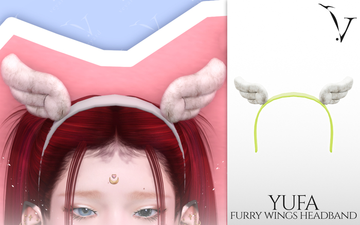 Second Life Marketplace - veyard YUFA furry wings headband - green
