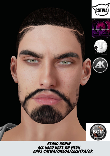Second Life Marketplace - !O.S! Beard Ronin BOM/Omega/AK/ Lelutka/Catwa