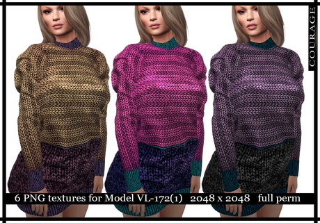 Second Life Marketplace - 6 PNG textures for Model VL-172(Pack_1)