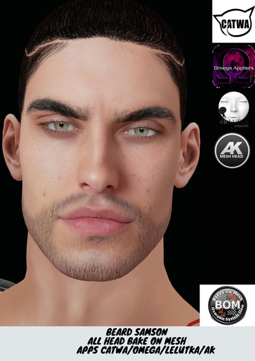 Second Life Marketplace - !O.S! Beard Samson BOM/Omega/AK/ Lelutka/Catwa