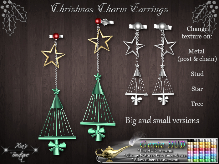 Second Life Marketplace - Christmas Charm Earrings