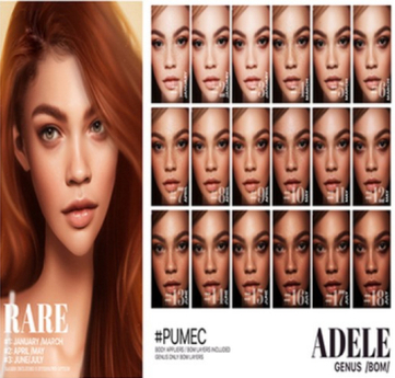 Second Life Marketplace - RARE 3 ---ADELE SKIN SET --- JUNE / JULY