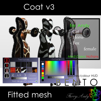 Second Life Marketplace - DEMO - Furry Andy - Coat v3 for Andy Cat ...