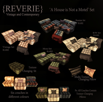 Second Life Marketplace - {Reverie} 'A House is not a Motel' Couch -- Blue