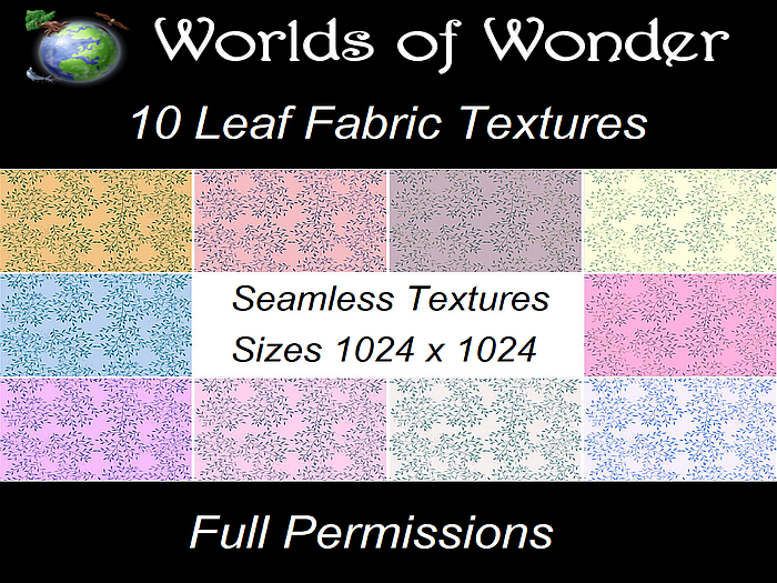Second Life Marketplace - WoW 10 Seamless Leaf Textures