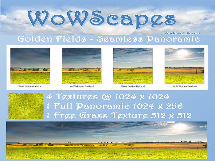 Second Life Marketplace - WoWScapes 6 Golden Fields Panoramic Textures
