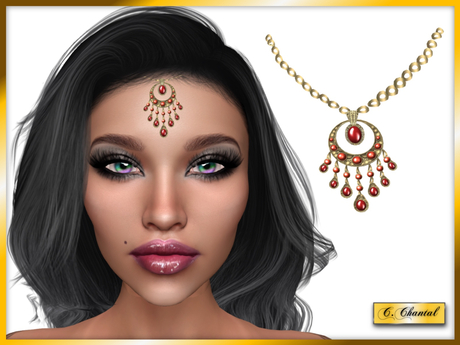 Second Life Marketplace - C.CHANTAL Tikka Forehead Chain with Gems RED ...